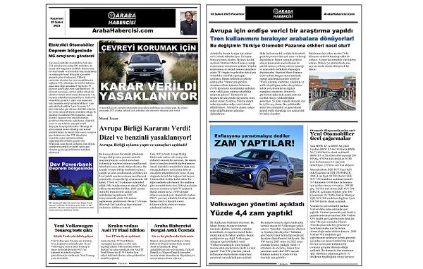 Gazete Otomotiv Sayfası Araba Habercisi 2023. Otomotiv Gazete 2023.
