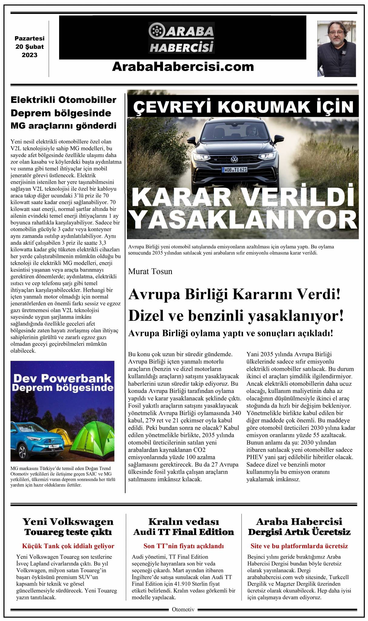 Gazete Otomotiv Sayfası Araba Habercisi 2023. Otomotiv Gazete 2023.
