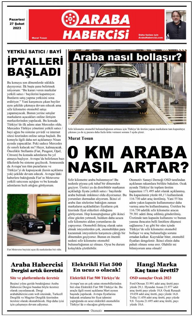 Otomotiv Gazete Sayfası Araba Habercisi 2023. Otomotiv Gazete 2023.
