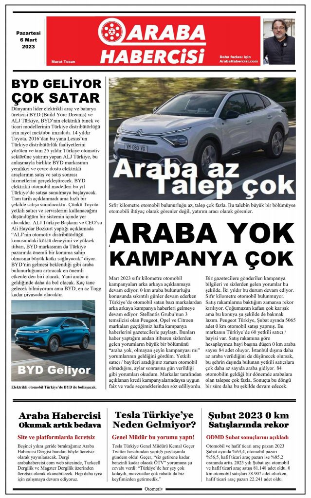 Otomotiv Gazete Sayfasi Araba Habercisi 6 Mart. Gazete Otomotiv 2023.