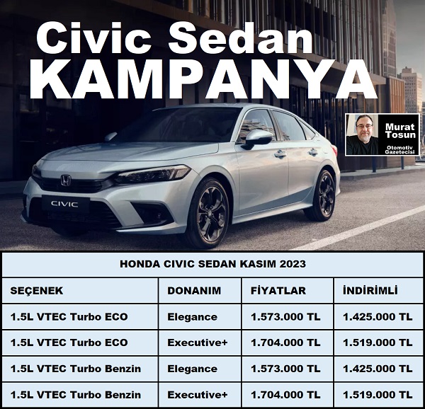Honda Civic Fiyat Listesi Kasım 2023. Honda Kampanya Kasım 2023.