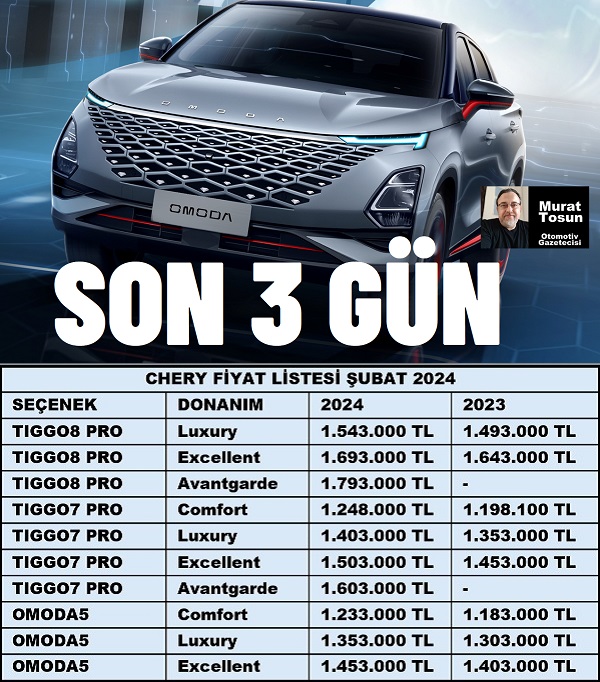 2024 Chery Kampanyası Fiyat Listesi. 2024 Chery 0 km. Chery 2024 0 km.